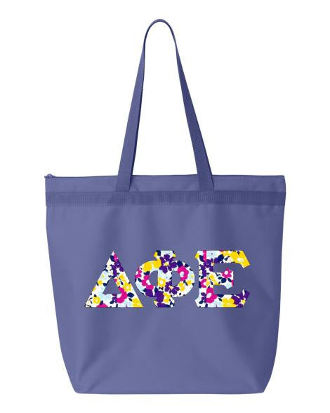 Delta Phi Epsilon Greek Letter Zipper Tote — GreekU