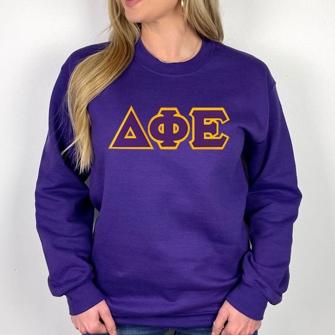 Delta Phi Epsilon Lettered Crewneck — GreekU