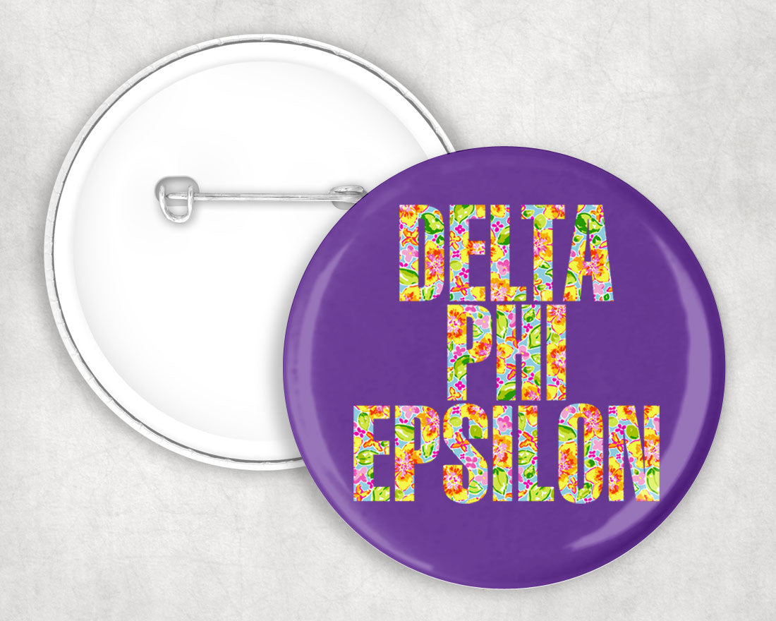 Delta Phi Epsilon Floral Pin Buttons — GreekU