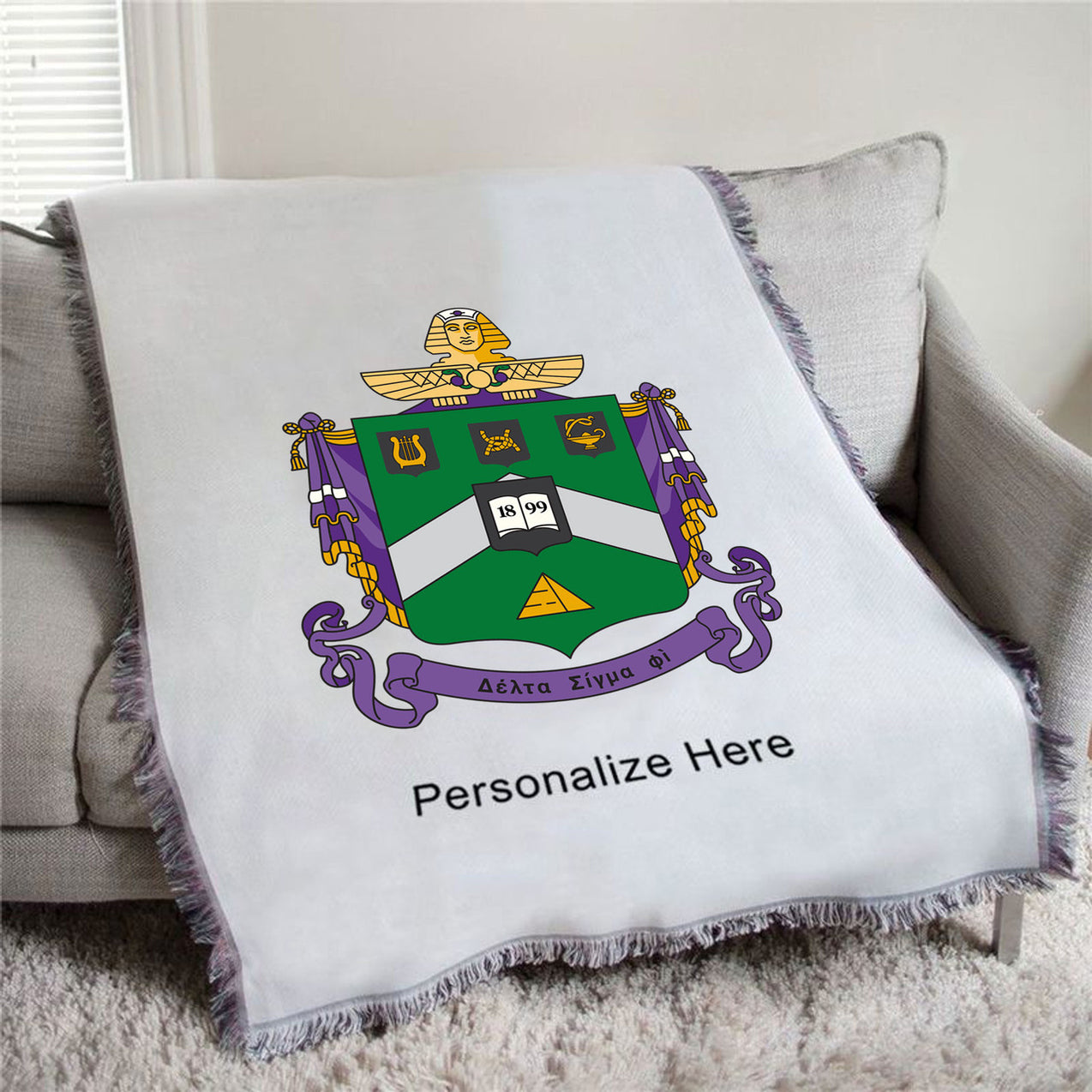 Delta Sigma Phi Full Color Crest Afghan Blanket Throw — GreekU