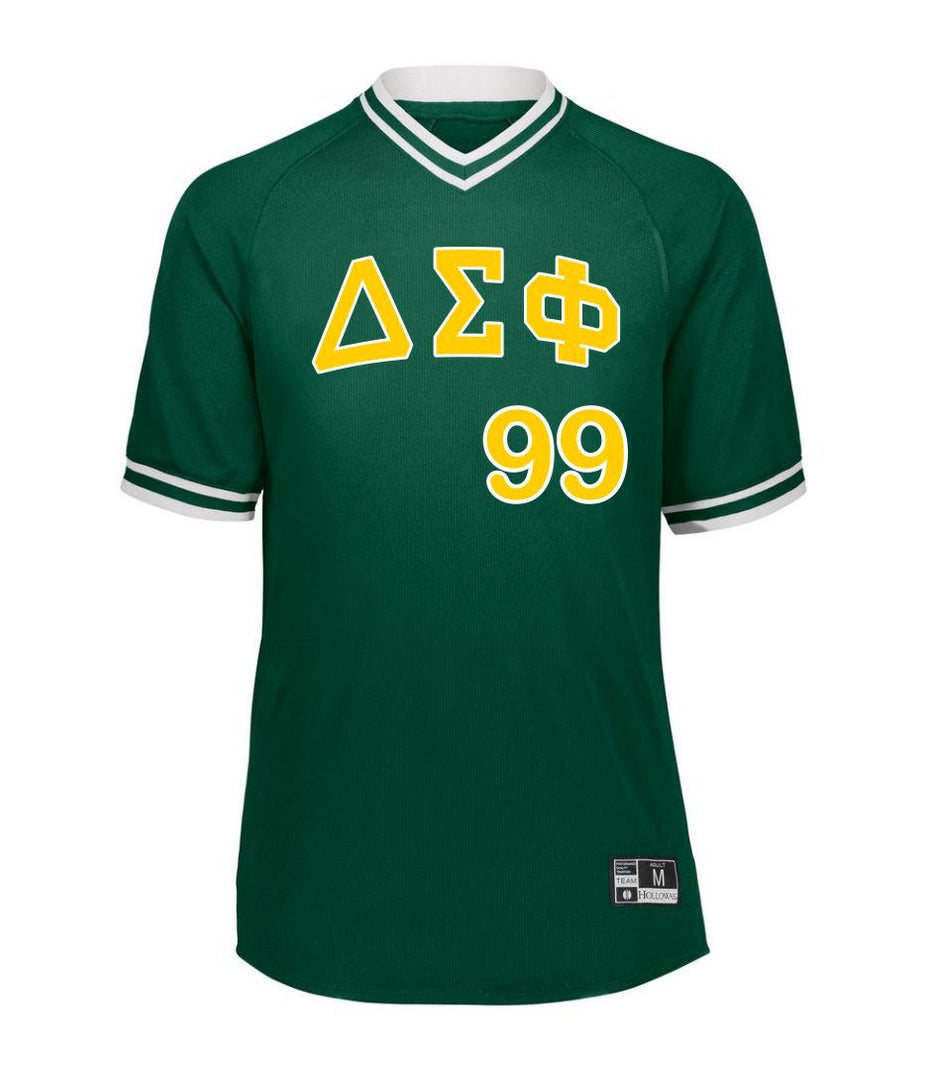 Delta Sigma Phi Delta Sigma Phi Retro V-Neck Baseball Jersey — GreekU