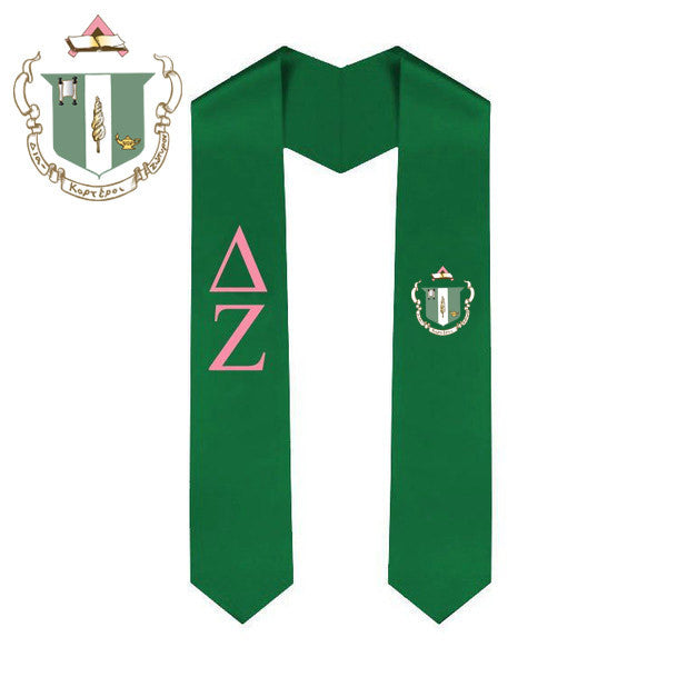 Delta Zeta Delta Zeta Greek Lettered Graduation Sash Stole With Crest ...