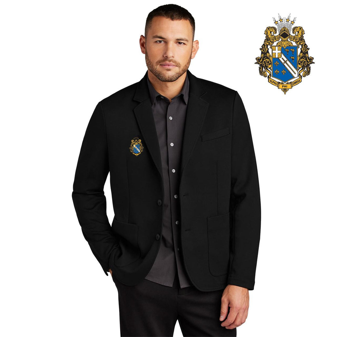 DISCOUNT-Alpha Phi Omega Crest - Shield Blazer — GreekU