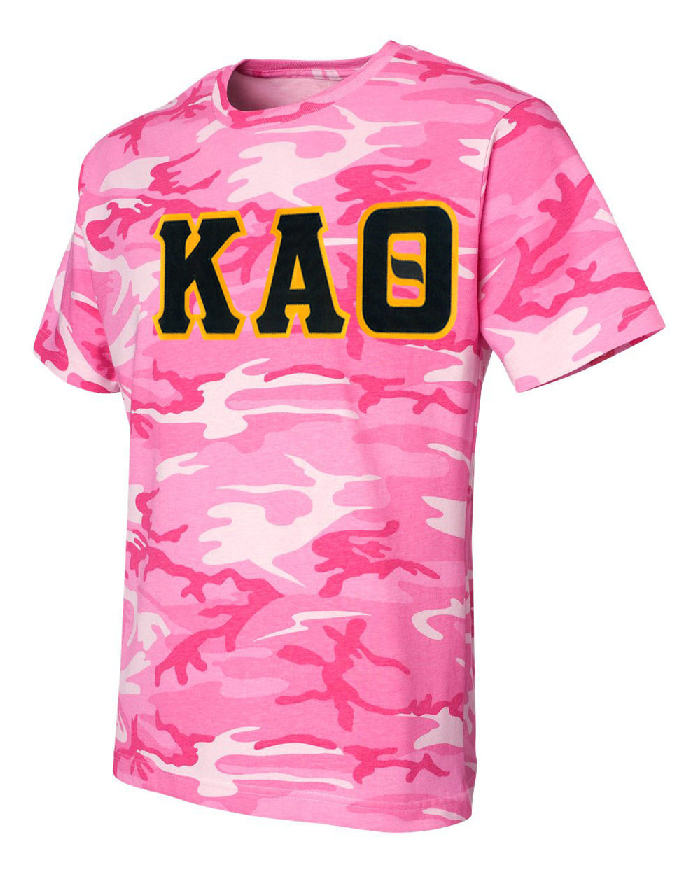 DISCOUNT-Kappa Alpha Theta Lettered Camouflage T-Shirt — GreekU