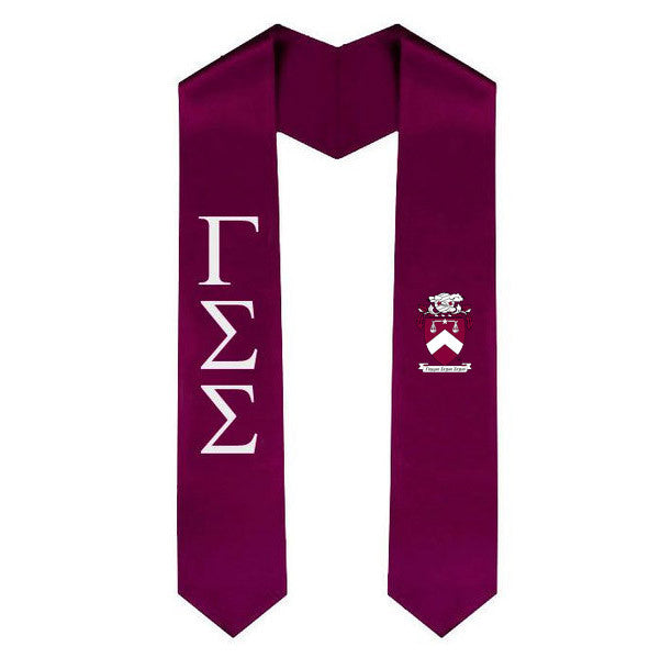 Gamma Sigma Sigma Greek Lettered Graduation Sash Stole With Crest — GreekU