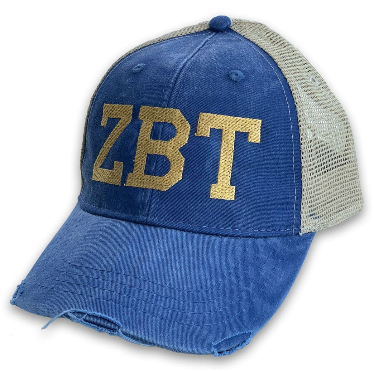 Zeta Beta Tau Distressed Trucker Hat — GreekU