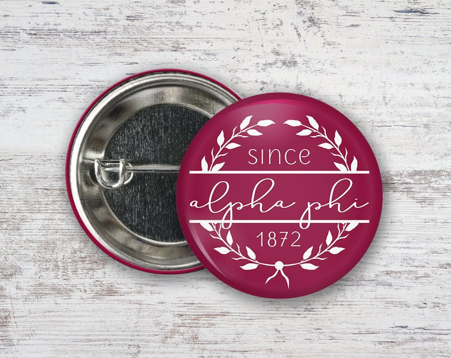 Alpha Phi Since 1872 Greek Pinback Sorority Button — GreekU