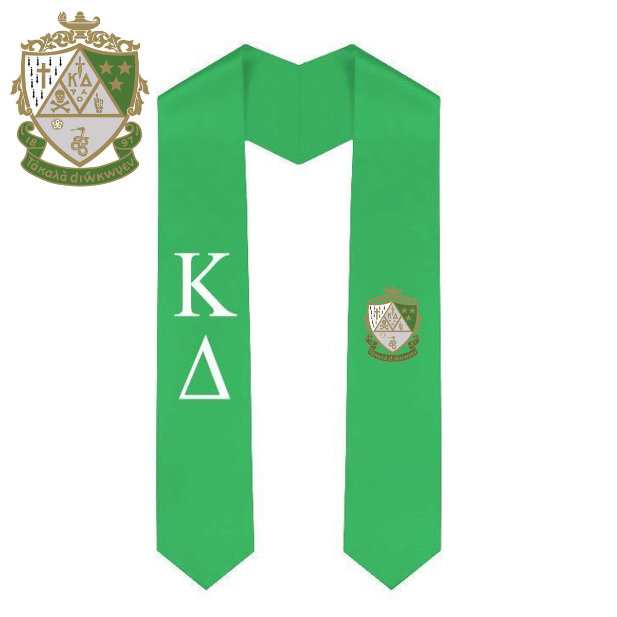 Kappa Delta Kappa Delta Greek Lettered Graduation Sash Stole With Crest ...