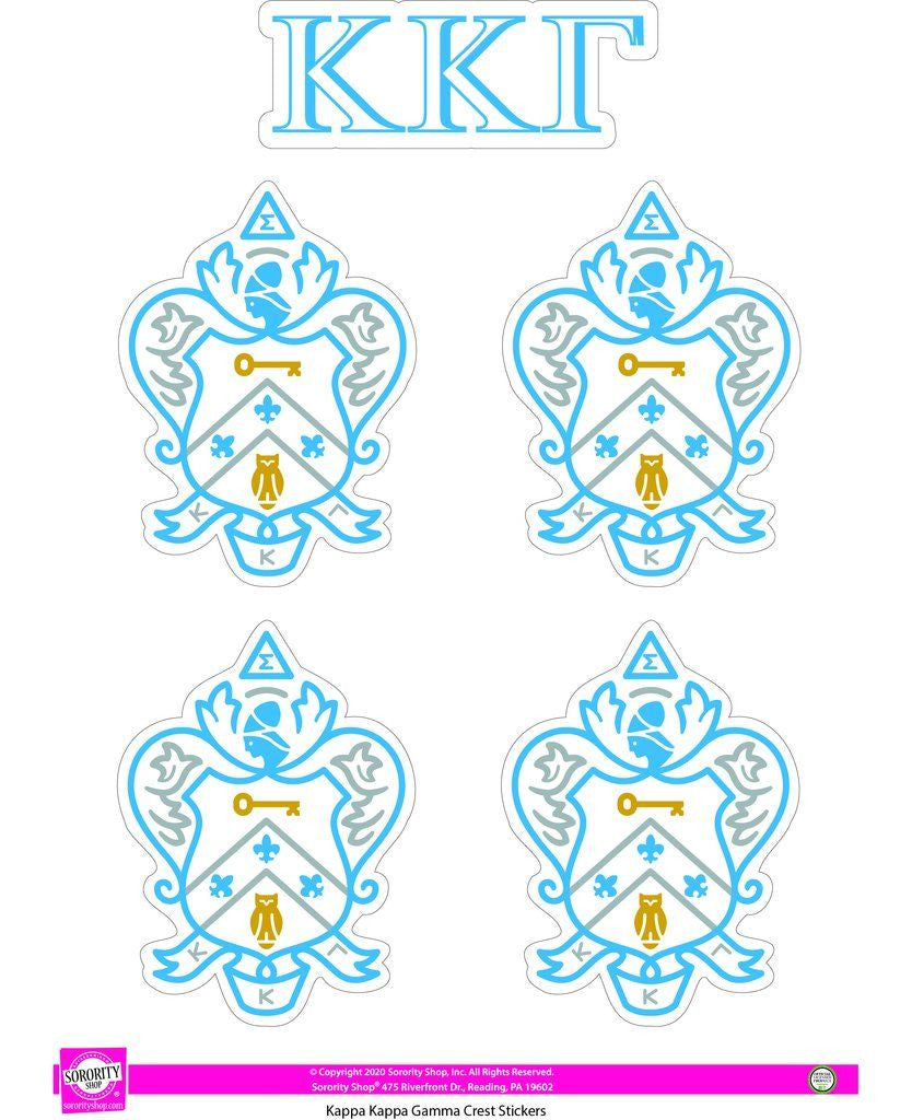 Kappa Kappa Gamma Crest Sticker Sheet — GreekU