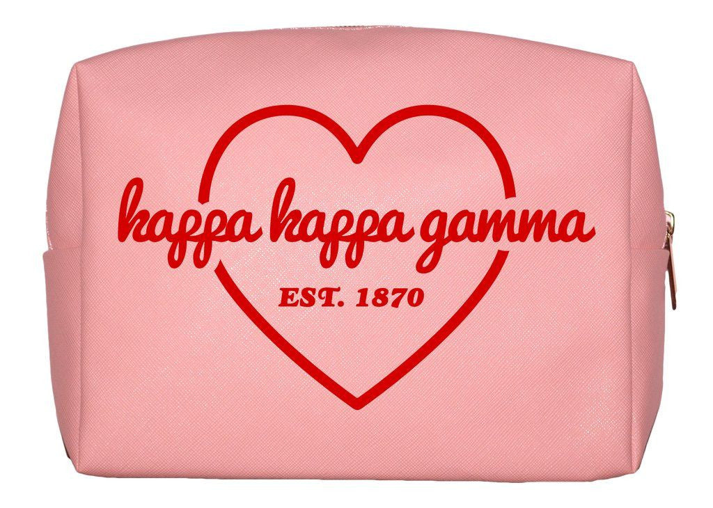 Kappa Kappa Gamma Pink with Red Heart Makeup Bag — GreekU