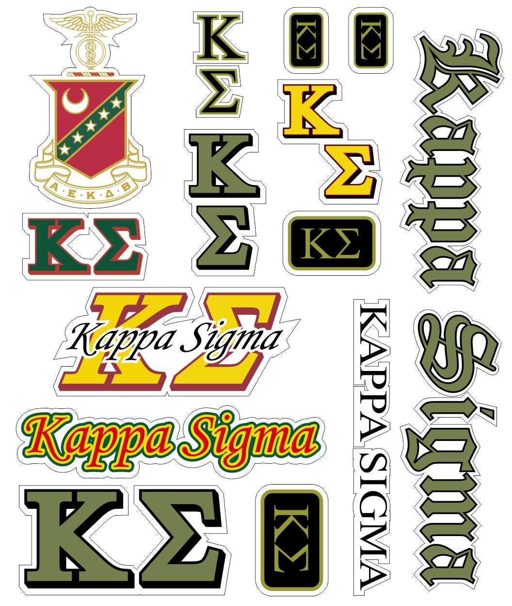 Kappa Sigma Multi Greek Decal Sticker Sheet — GreekU