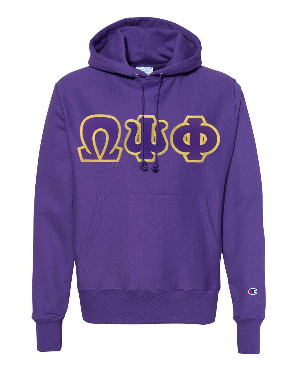 Omega Psi Phi Lettered Champion Hooded Sweatshirt — GreekU