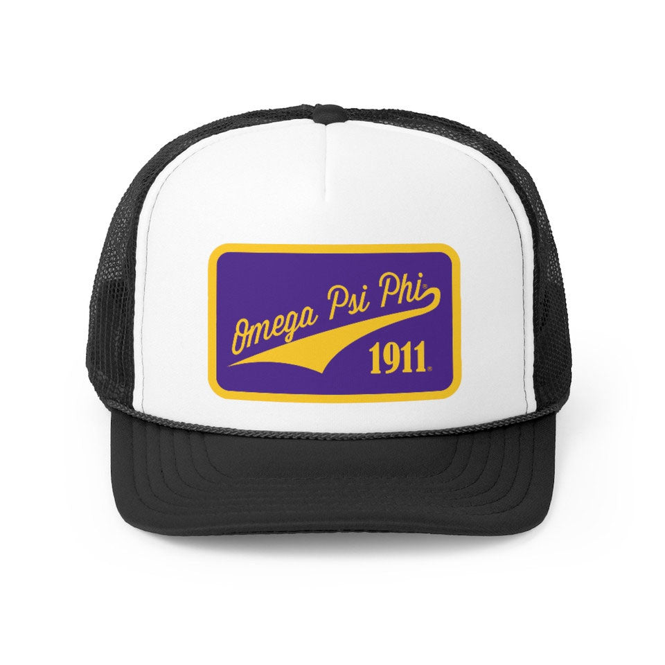Omega Psi Phi Tail Patch Design Trucker Hats — GreekU