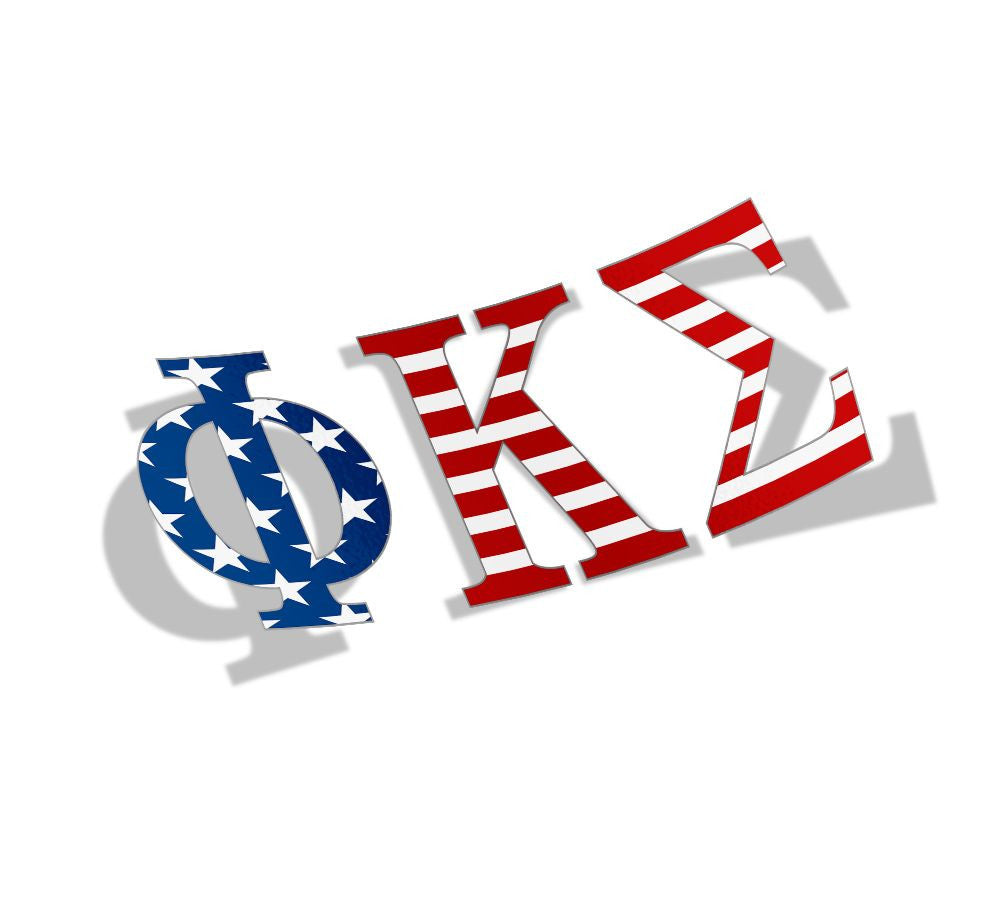 Phi Kappa Sigma American Flag Greek Letter Sticker - 2.5" Tall — GreekU