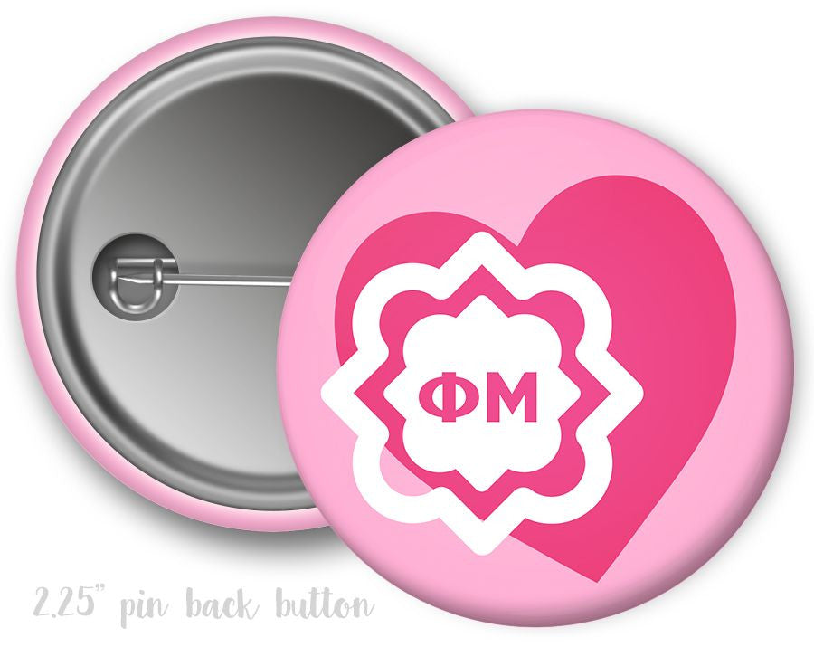 Phi Mu Heart Mascot Button — GreekU