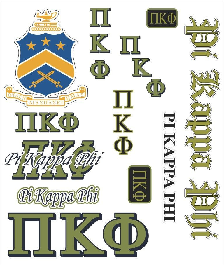 Pi Kappa Phi Multi Greek Decal Sticker Sheet — GreekU