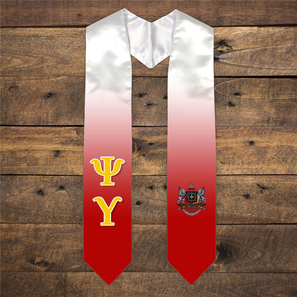 Psi Upsilon Extra Fancy Simple Greek Graduation Stole W Crest — GreekU