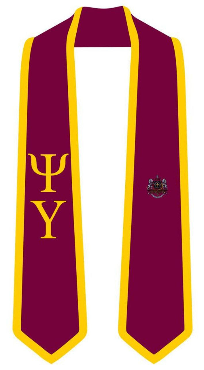 DISCOUNT-Psi Upsilon Greek 2 Tone Lettered Graduation Sash Stole — GreekU