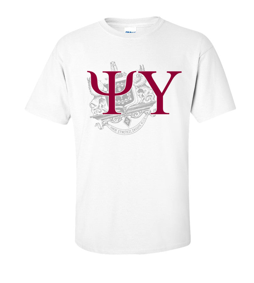 Psi Upsilon Greek Crest - Shield T-Shirt — GreekU