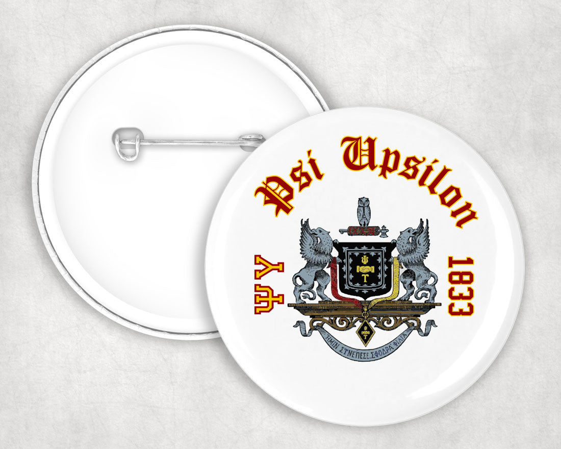 Psi Upsilon Classic Crest Button — GreekU