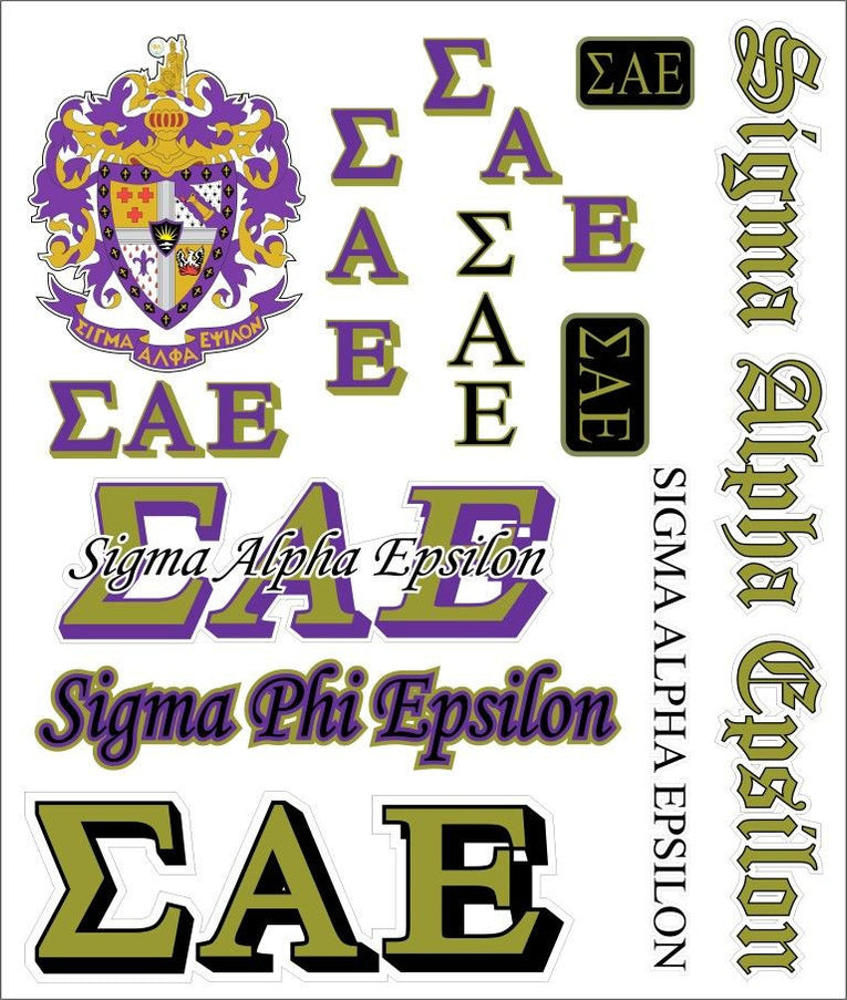 Sigma Alpha Epsilon Sigma Alpha Epsilon Multi Greek Decal Sticker Sheet ...