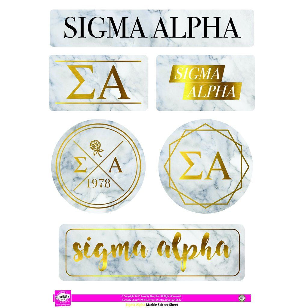 Sigma Alpha Marble Sticker Sheet — GreekU