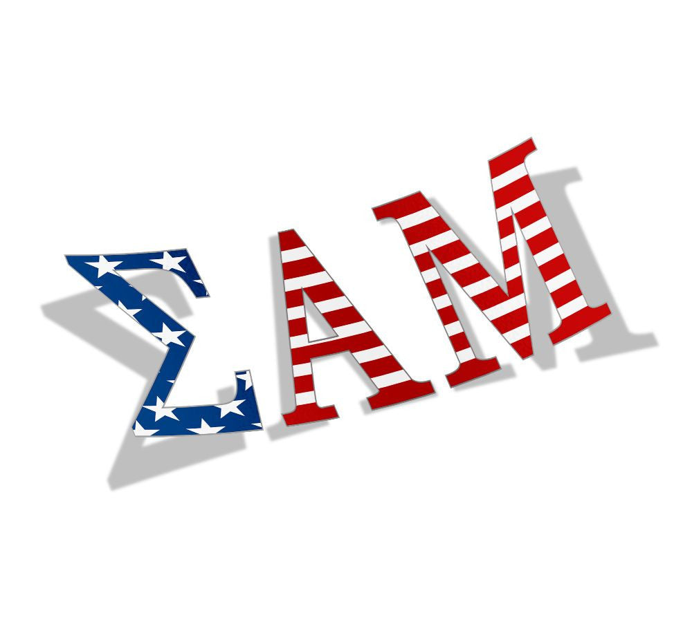 Sigma Alpha Mu American Flag Greek Letter Sticker - 2.5" Tall — GreekU