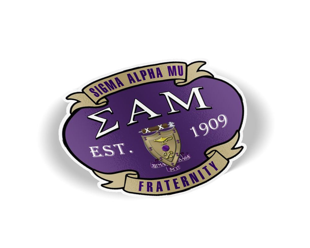Sigma Alpha Mu Banner Crest - Shield Decal — GreekU