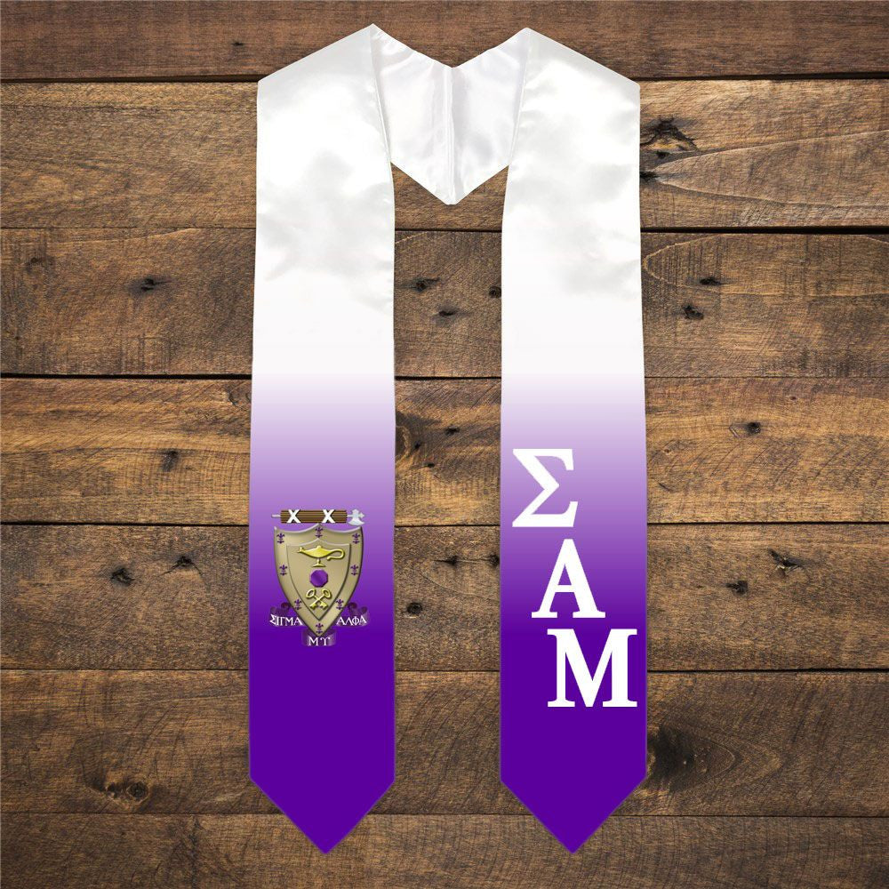 Sigma Alpha Mu Extra Fancy Diagonal Greek Graduation Stole W Crest — GreekU