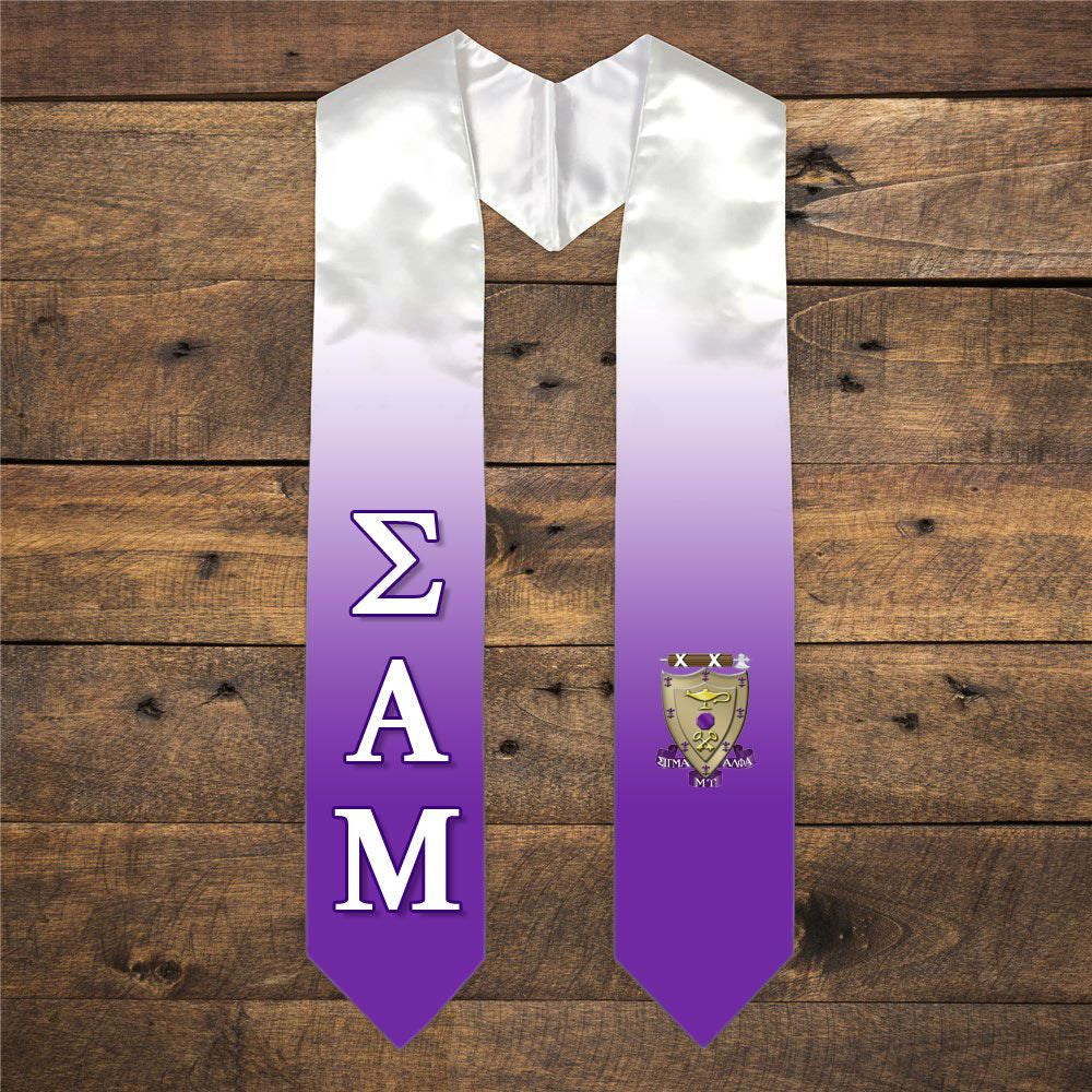 Sigma Alpha Mu Extra Fancy Simple Greek Graduation Stole W Crest — GreekU