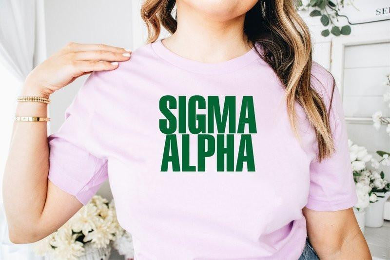 Sigma Alpha Name Block T-Shirt — GreekU