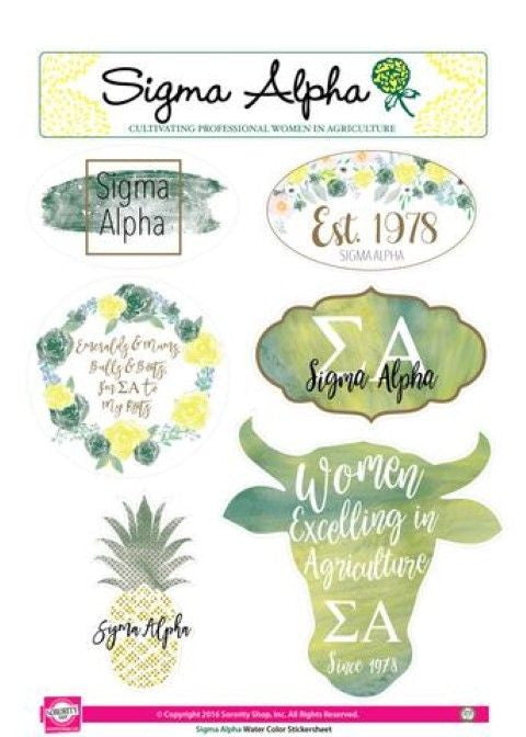 Sigma Alpha Water Color Stickers — GreekU