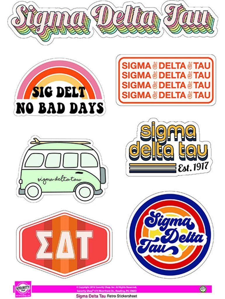 Sigma Delta Tau Retro Sticker Sheet — GreekU