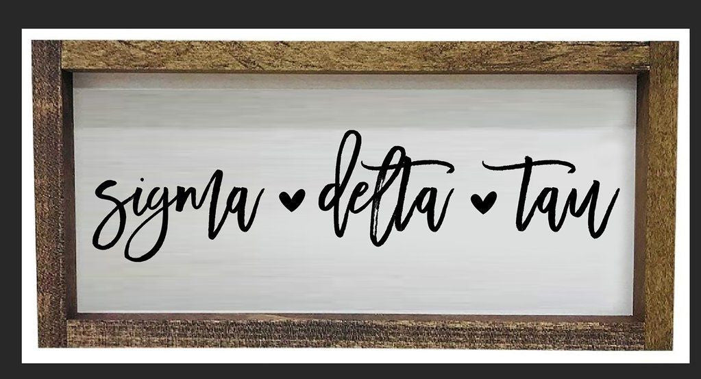 Sigma Delta Tau Script Wooden Signs — GreekU