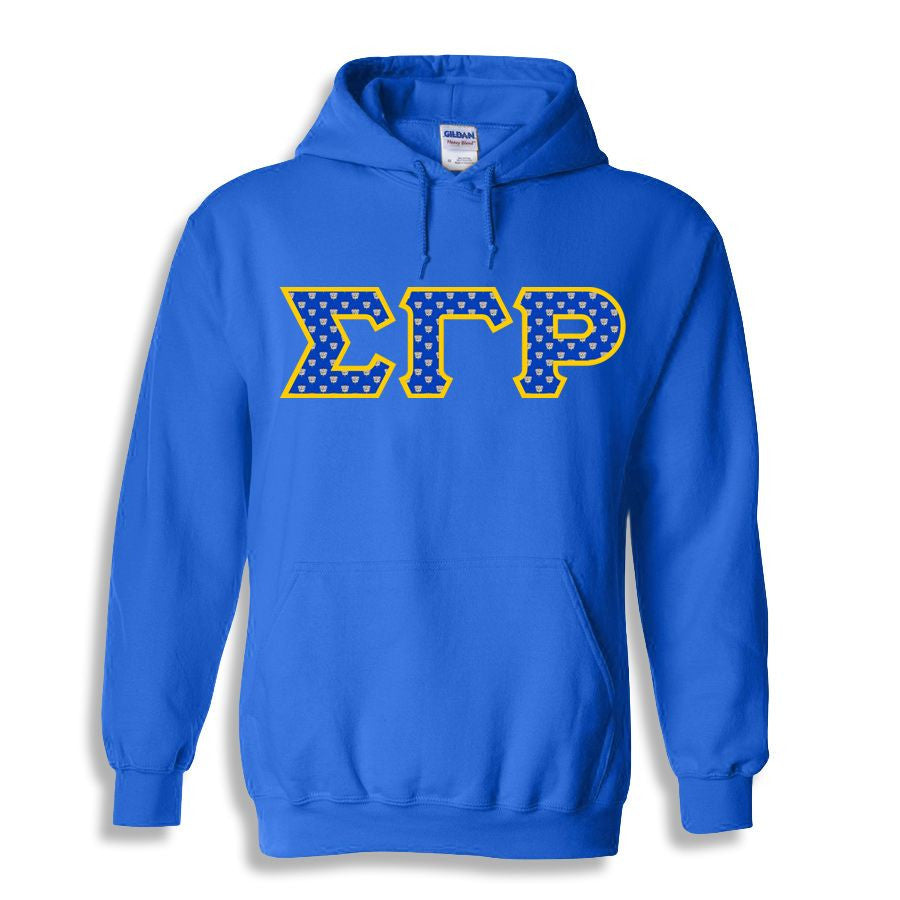 Sigma Gamma Rho Crest - Shield Twill Letter Hooded Sweatshirt — GreekU