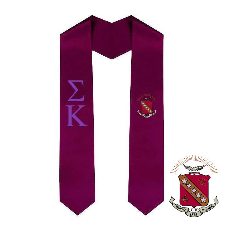 Sigma Kappa Sigma Kappa Greek Lettered Graduation Sash Stole With Crest ...