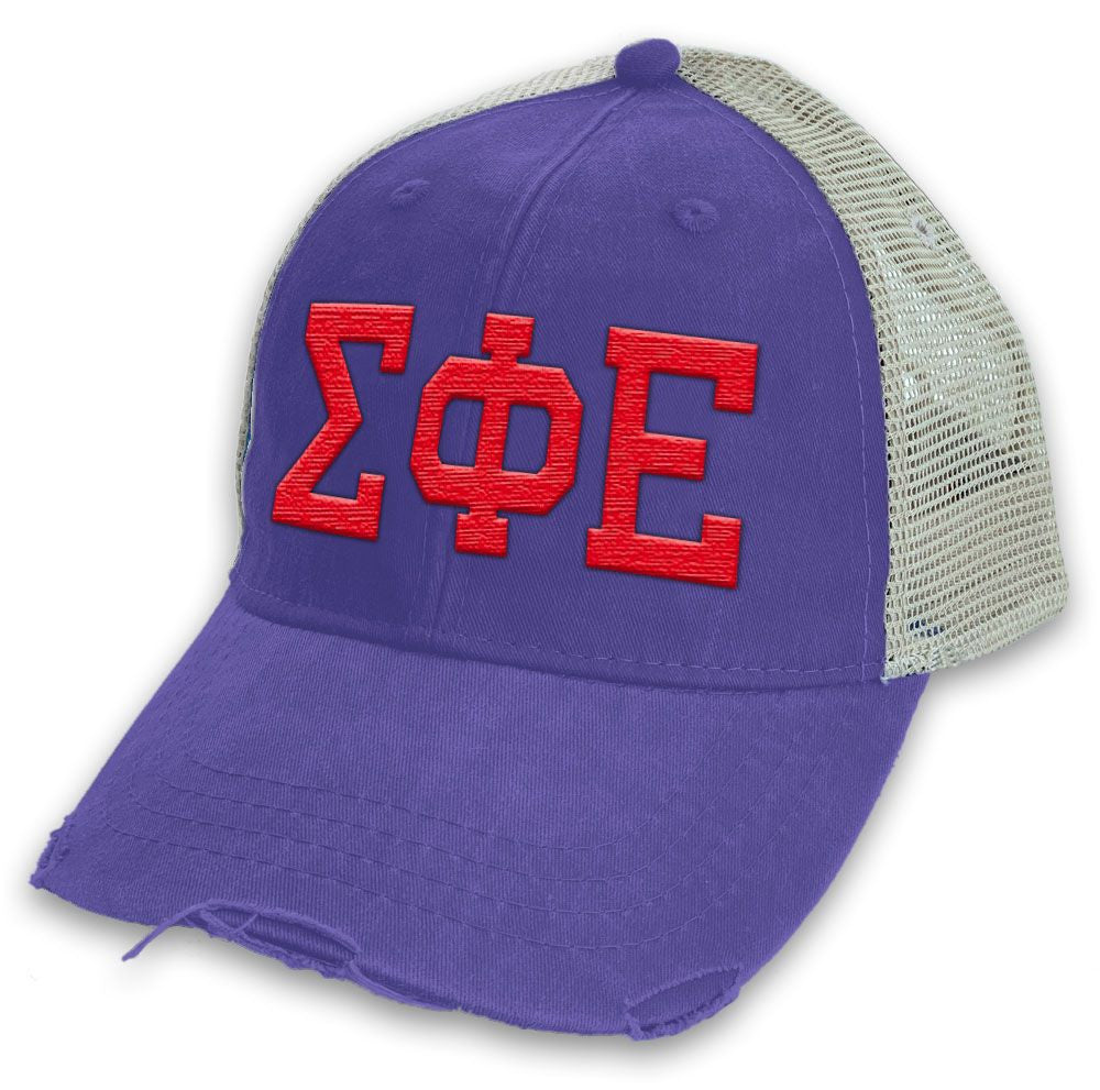 Sigma Phi Epsilon Distressed Trucker Hat — GreekU
