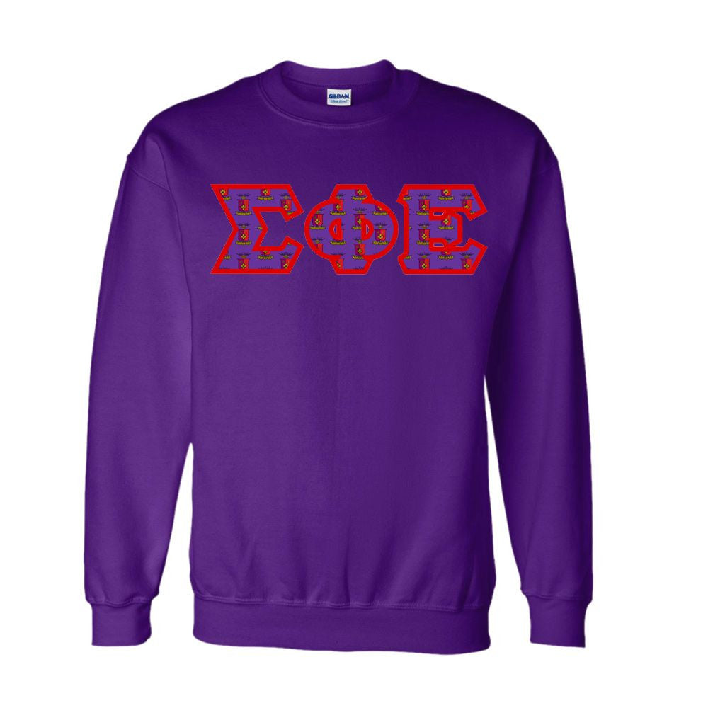 Sigma Phi Epsilon Fraternity Crest - Shield Twill Letter Crewneck Swea — GreekU