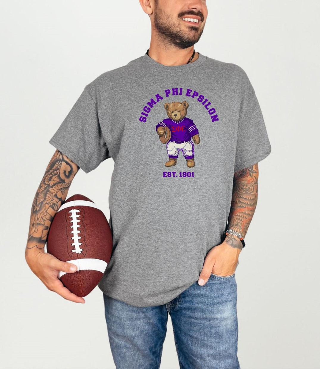 Sigma Phi Epsilon Sigma Phi Epsilon Teddy Bear Football T-Shirt — GreekU