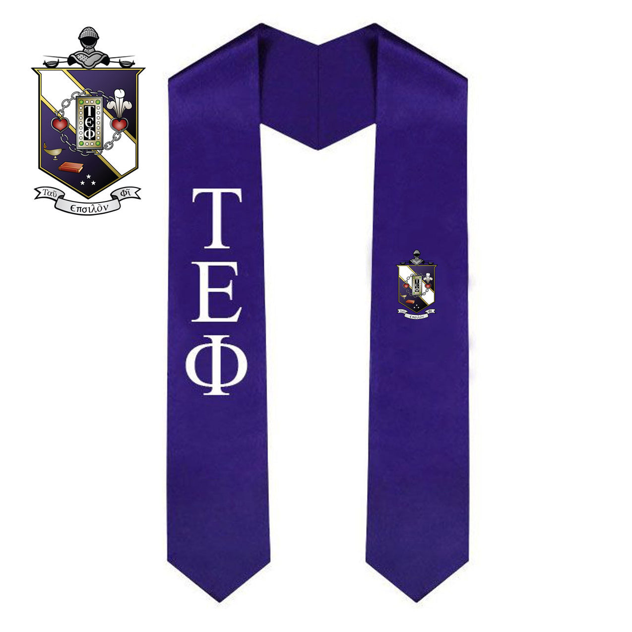 Tau Epsilon Phi Greek Lettered Graduation Sash Stole With Crest — GreekU