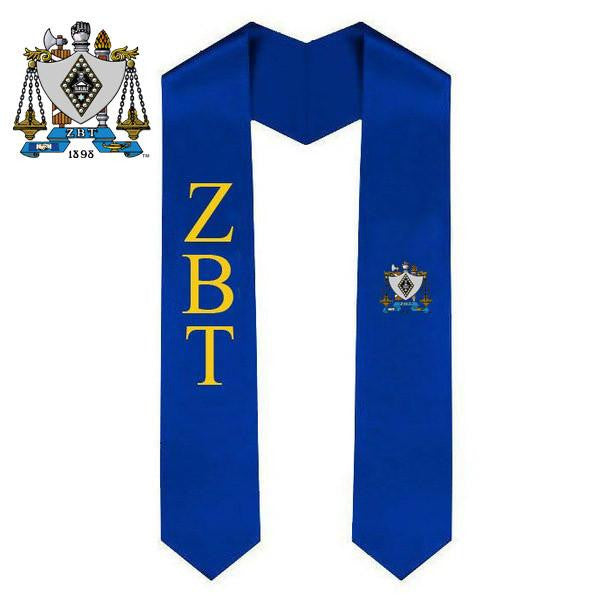 Zeta Beta Tau Greek Lettered Graduation Sash Stole With Crest — GreekU