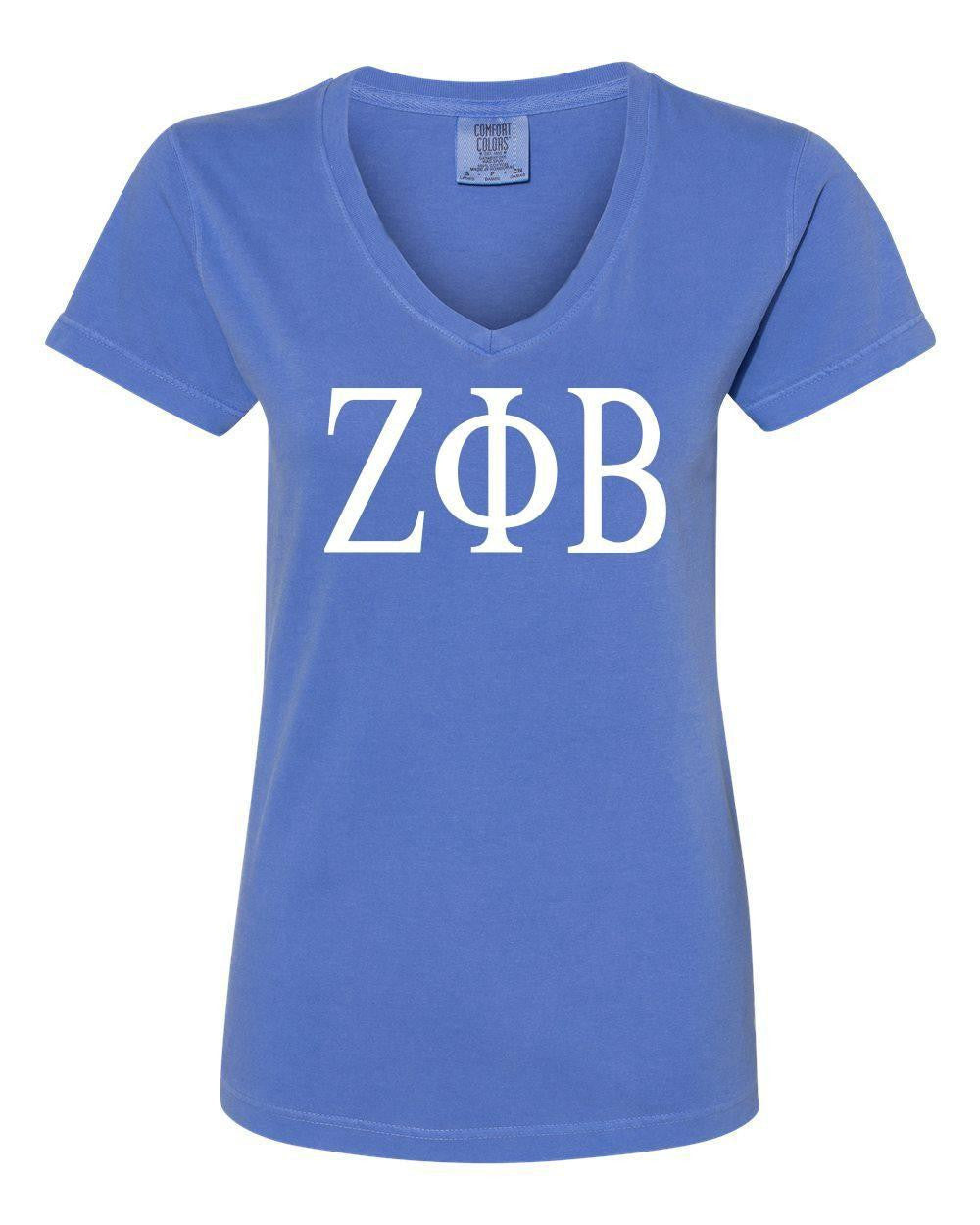 Zeta Phi Beta Comfort Colors V-Neck T-Shirt — GreekU