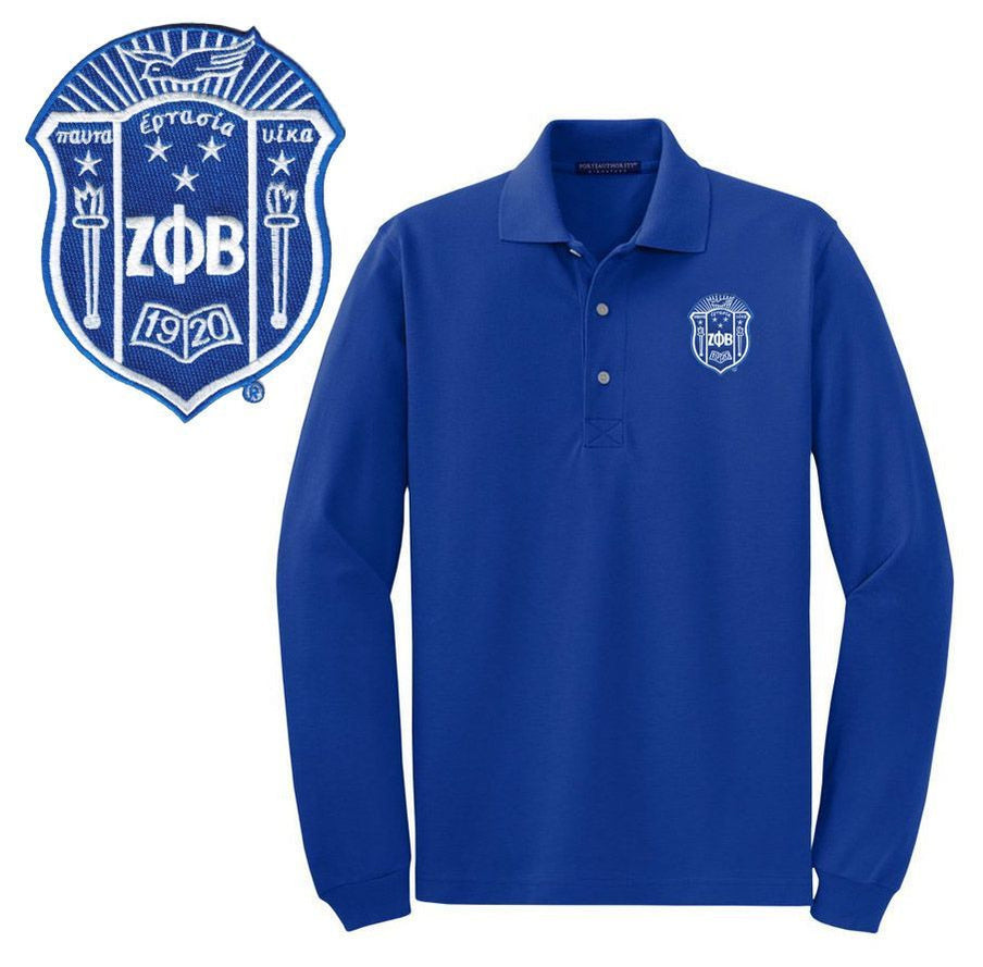Zeta Phi Beta Zeta Phi Beta Crest Long Sleeve Polo — GreekU