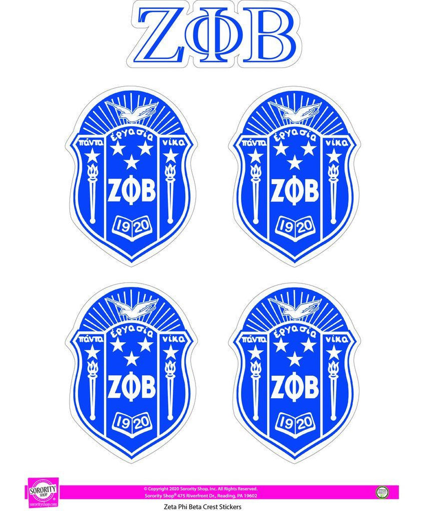 Zeta Phi Beta Zeta Phi Beta Crest Sticker Sheet — GreekU