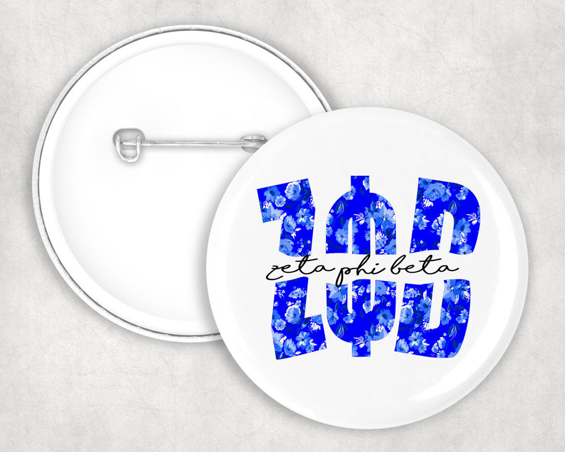 Zeta Phi Beta Big Floral Pin Buttons — GreekU