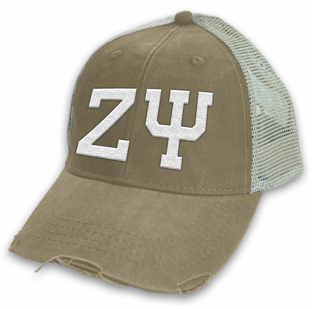 Zeta Psi Distressed Trucker Hats — GreekU