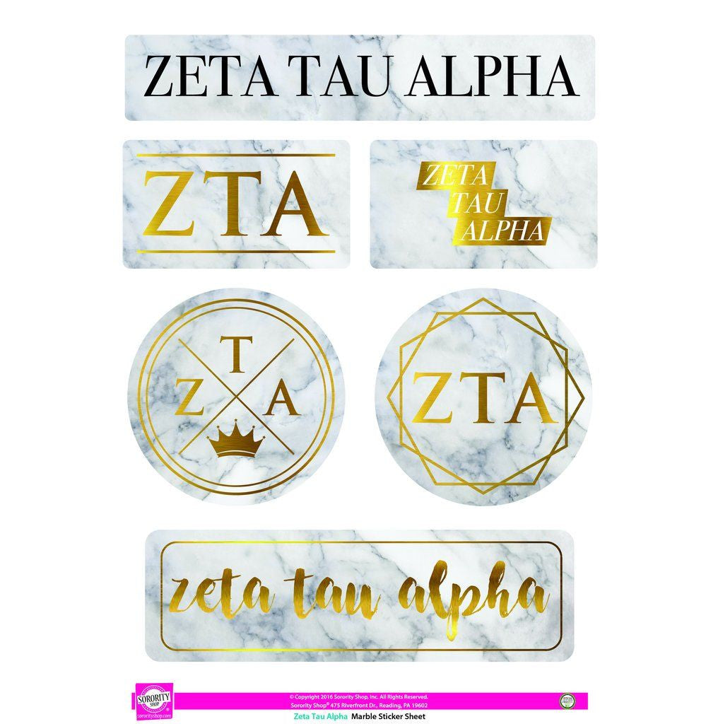 Zeta Tau Alpha Marble Sticker Sheet — GreekU