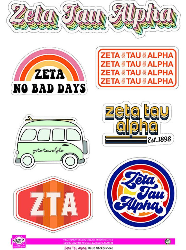 Zeta Tau Alpha Retro Sticker Sheet — GreekU