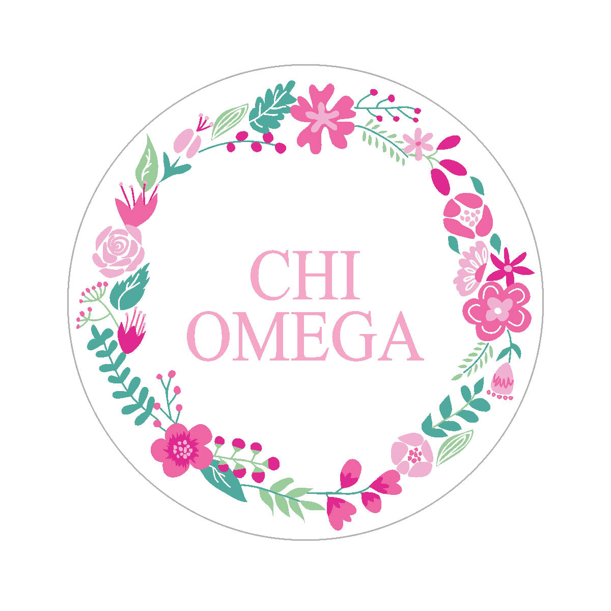 Chi Omega Floral Wreath Sticker — GreekU