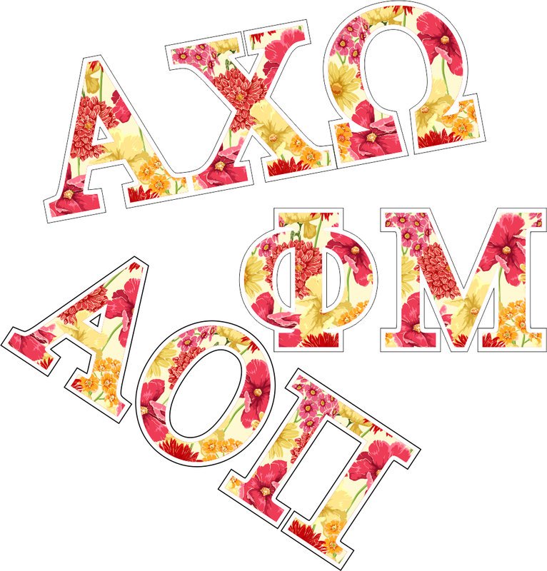 Chi Omega Floral 2" Greek Letter Sticker - 2.5" Tall — GreekU